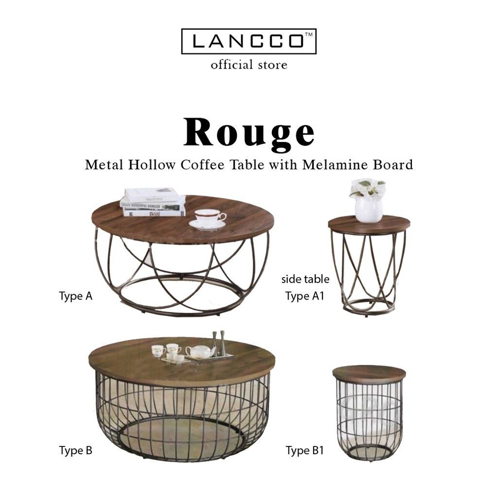 LANCCO Rouge Metal Hollow Coffee Table & Side Table Industry Design ...
