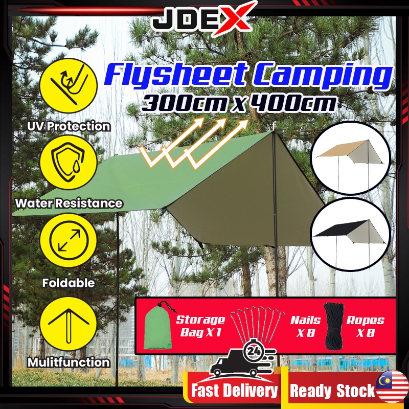 JDEX Flysheet Waterproof Groundsheet Camping Tarp Tent Shelter Alas ...