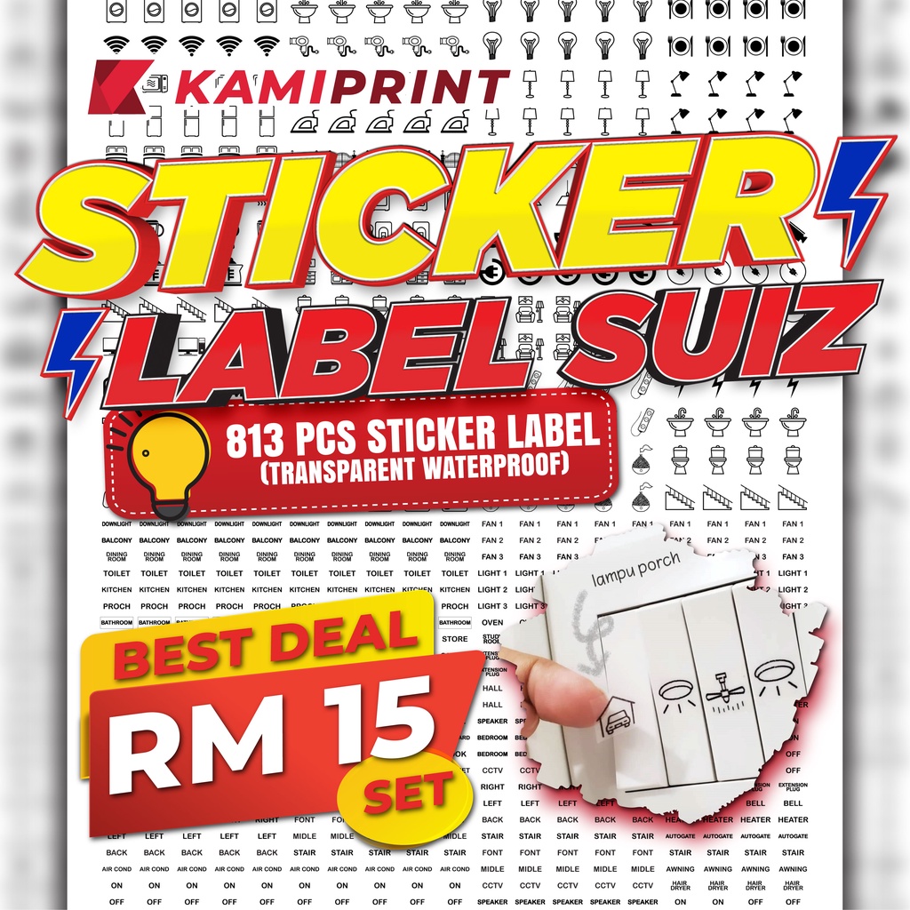 [ READY MADE ] 813 PCS STICKER LABEL SUIZ BERGAMBAR / LABEL KALIS AIR ...