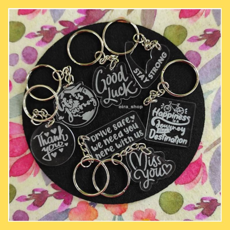 Ready Stock Acrylic Clear Transparent Inspirational Keychain Engraving ...