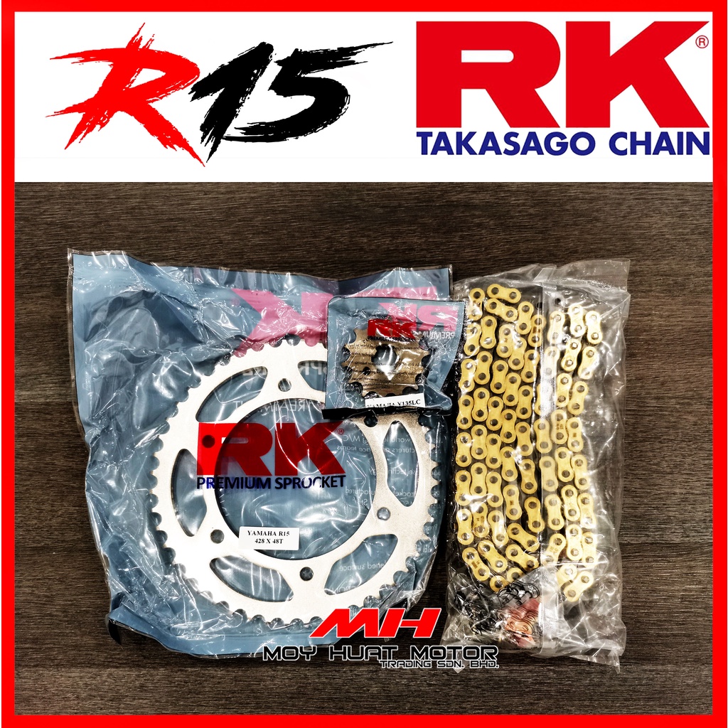 GOLD RK O-RING SPROCKET SET 428 KLO YAMAHA YZF R15 / R-15 R 15 O RING ...