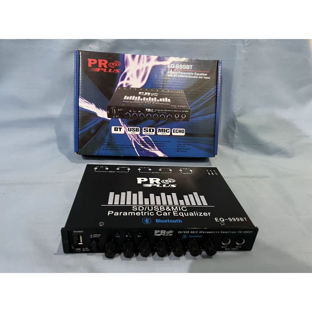 4-Band Parametric Equalizer Pre Amp Pro Plus EQ-999 supports BT/ USB / SDmmc / Double mic input ...