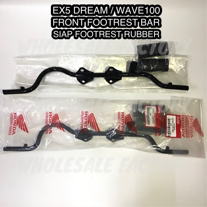 HONDA EX5 DREAM / WAVE100 W100 FRONT FOOTREST BAR STEP BAR WITH RUBBER PIJAK KAKI DEPAN BESI ...