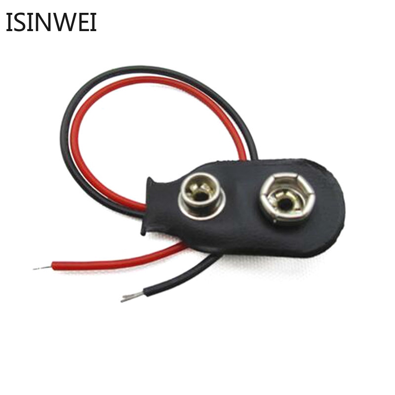 10pcs 9V Battery Snap Connector Clip Lead Wires Holder I Type T Type 9V ...
