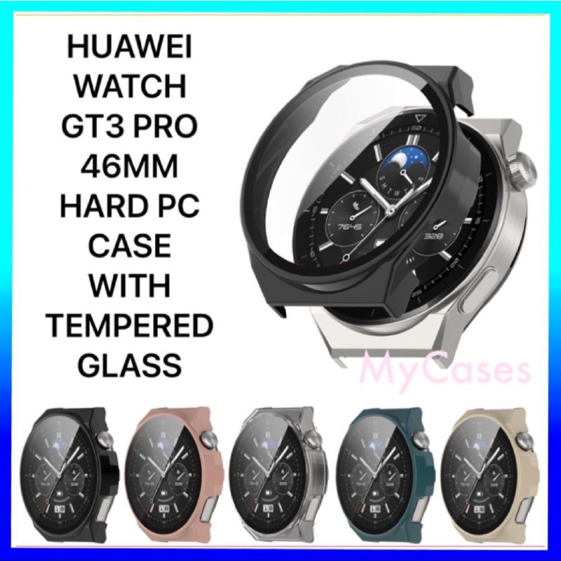 Huawei Watch GT3 Pro 46mm Hard PC Case With Tempered Glass Protector ...