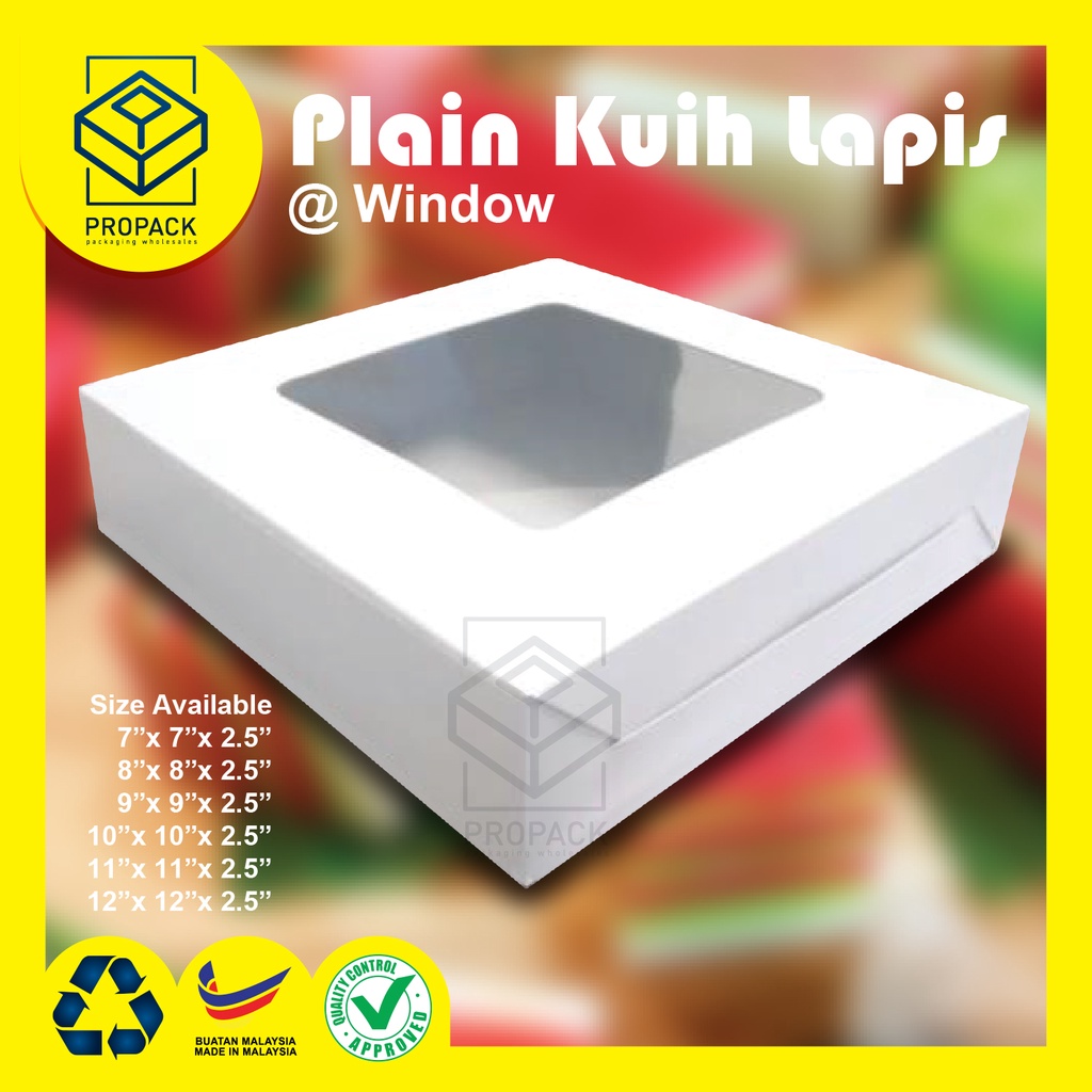 ( 100pcs ) White Kuih lapis & kuih Talam box With Window 8"/9"/10"11 ...
