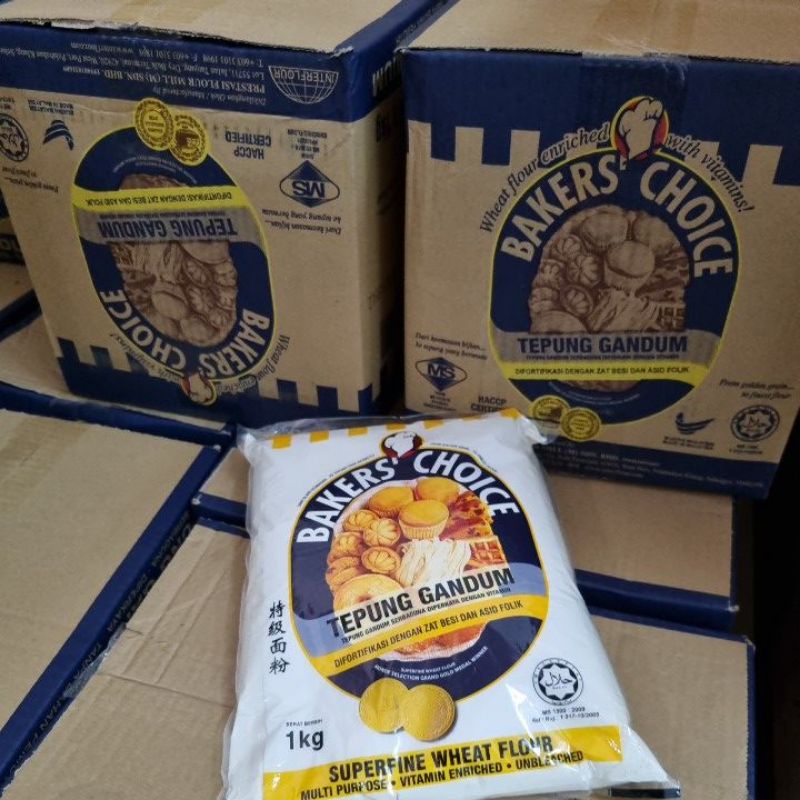 Setiap Kotak Tepung Gandum Bakers' Choice 1kg. | Shopee Malaysia