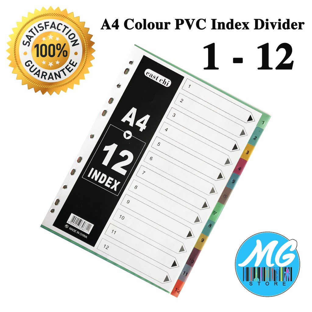 A4 Colour PVC Index Divider 1 to 12 | Shopee Malaysia