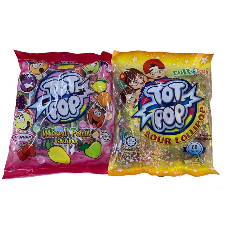 Eurocon Tot Pop Lollipop 50 Pcs - Sour / Mix Fruit | Shopee Malaysia