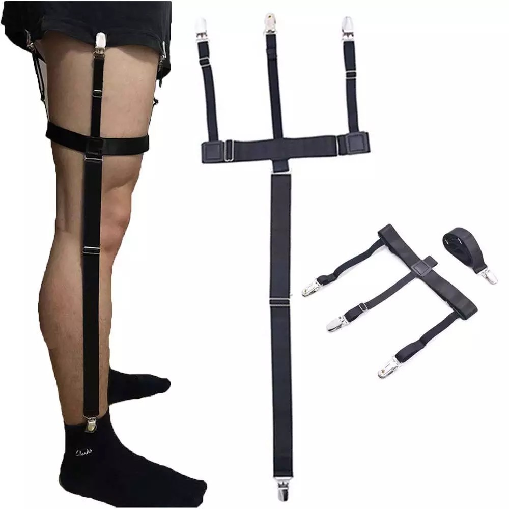 2pcs/set Mens Shirt Stays Fashion Sock Holder Elastic Strap Clip Keep ...