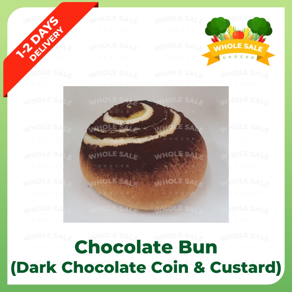 Chocolate Bun (Dark Chocolate Coin & custard) (1Piece) | Shopee Malaysia