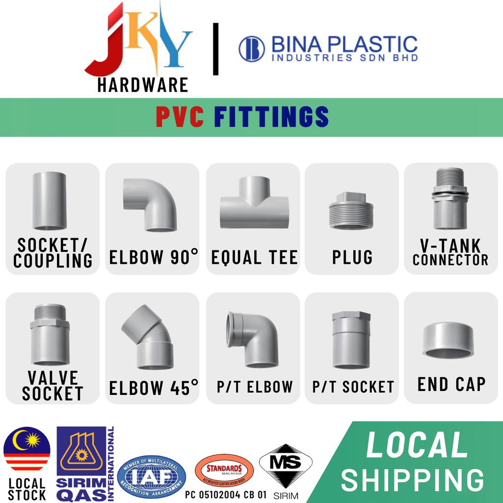 32MM/ 40MM/ 50MM / PVC Fittings - Socket/Elbow/Tee - P/T Socket Elbow/Valve Socket/Plug/End Cap ...