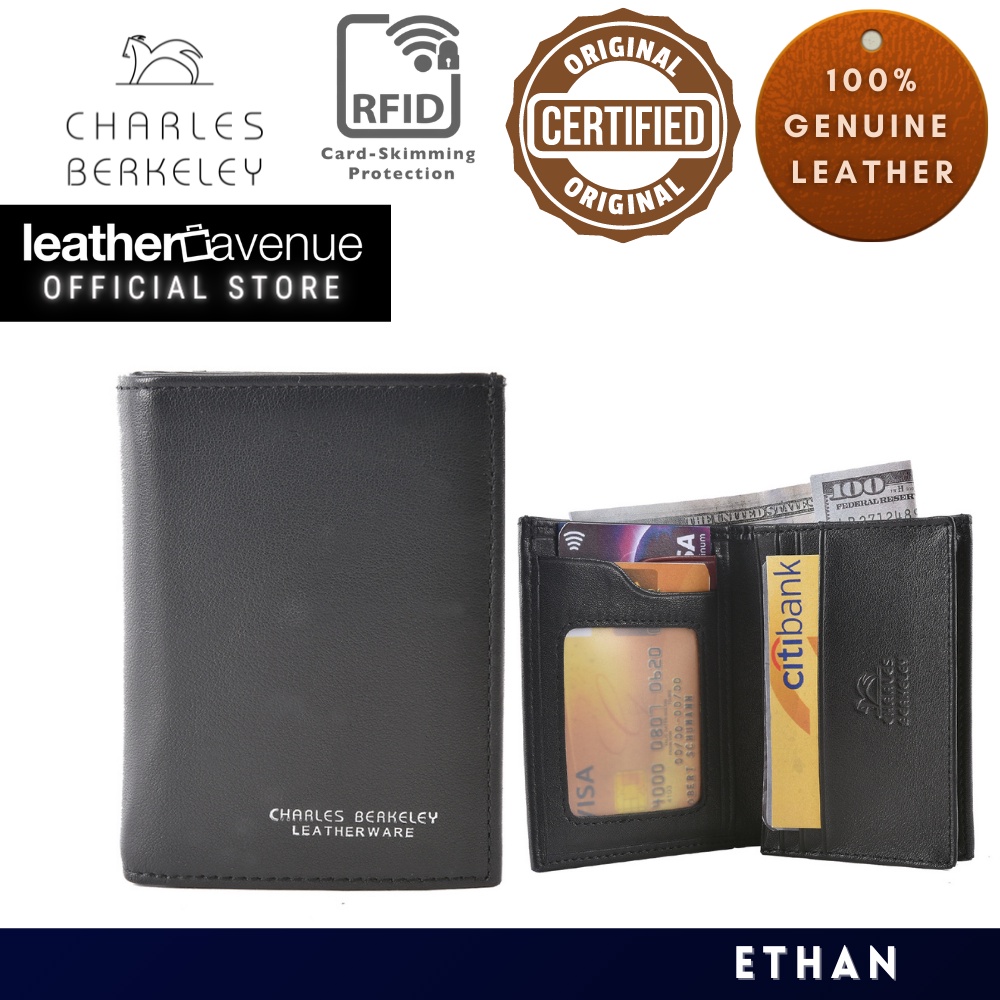 Charles Berkeley ETHAN Genuine Leather Bi-Fold Wallet Men's Wallet ...