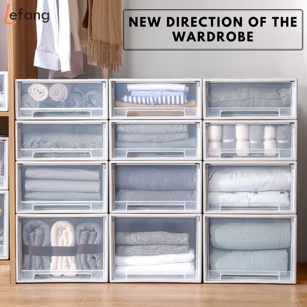 HotSales!! Multipurpose Wardrobe Clothes Stackable Plastic Storage Box ...