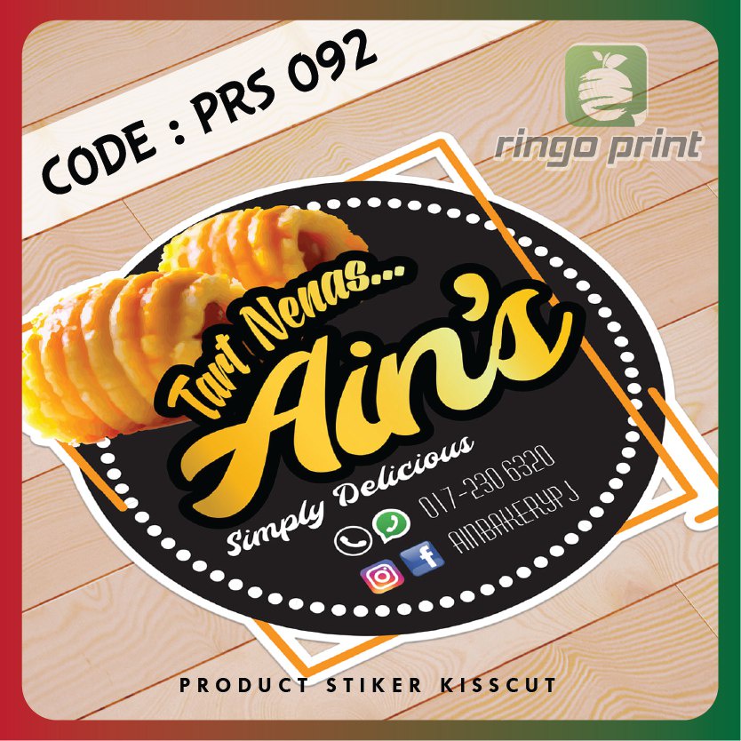 STICKER LABEL TART NENAS, STIKER KUIH RAYA, BISKUT, COOKIES. | Shopee ...