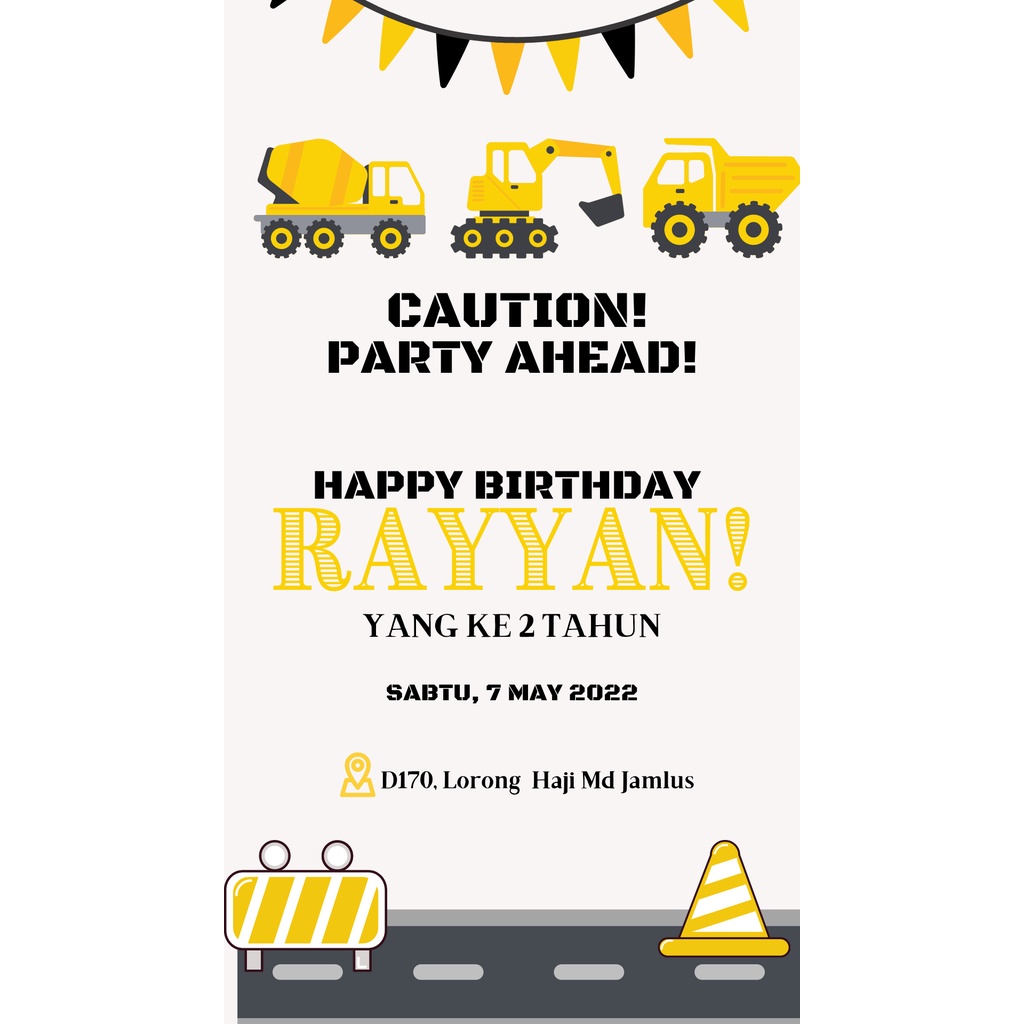 CONSTRUCTION THEME HAPPY BIRTHDAY CARD KAD HARI LAHIR DIGITAL BIRTHDAY ...