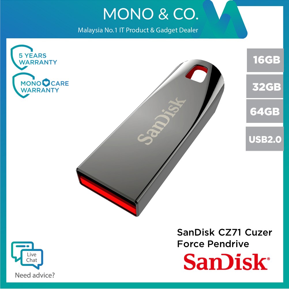 Sandisk Cruzer Force Metal CZ71 Flash Drive/ USB Flash Drive Pendrive ...
