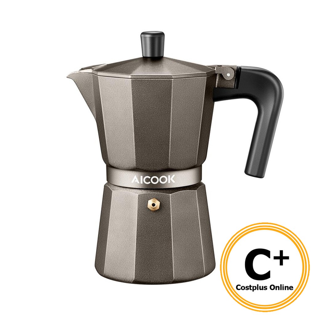AICOOK KD06 Stove Top Coffee Maker Aluminium Moka Pot - 6 Cups of ...