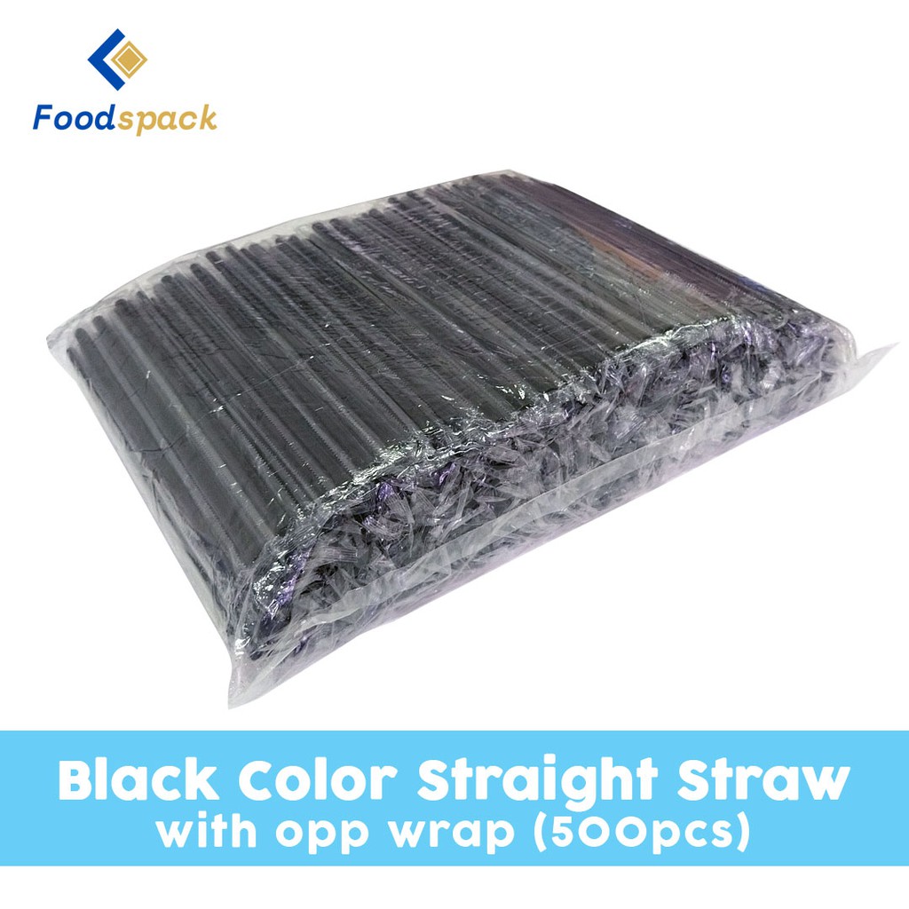 6mm X 250mm Black Straight Straw with Opp Wrap - Individually Wrapped ...