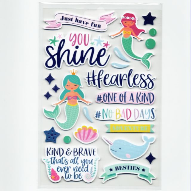 Shine Mermaid 3D Thick Stickers | Shopee Malaysia