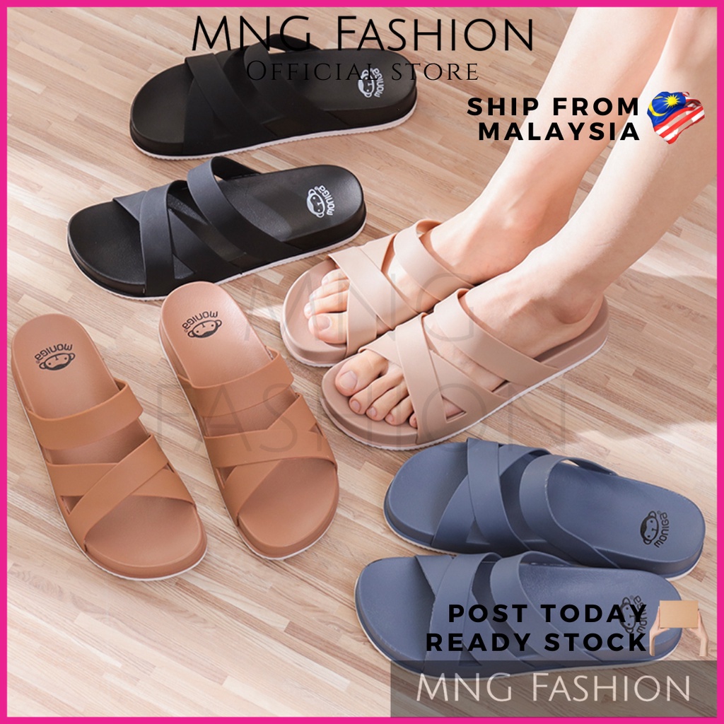 MONIGA - Koleksi Baru Premium Sandal Perempuan Strap Silang | New ...