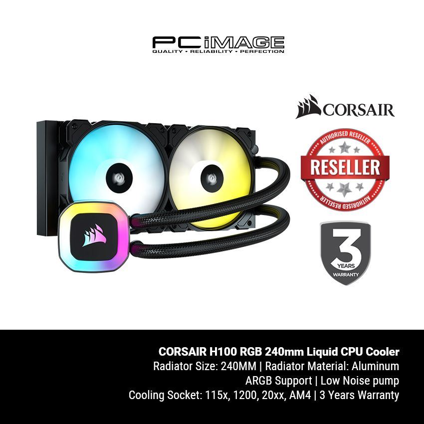 CORSAIR H100 RGB 240mm Liquid CPU Cooler | Shopee Malaysia