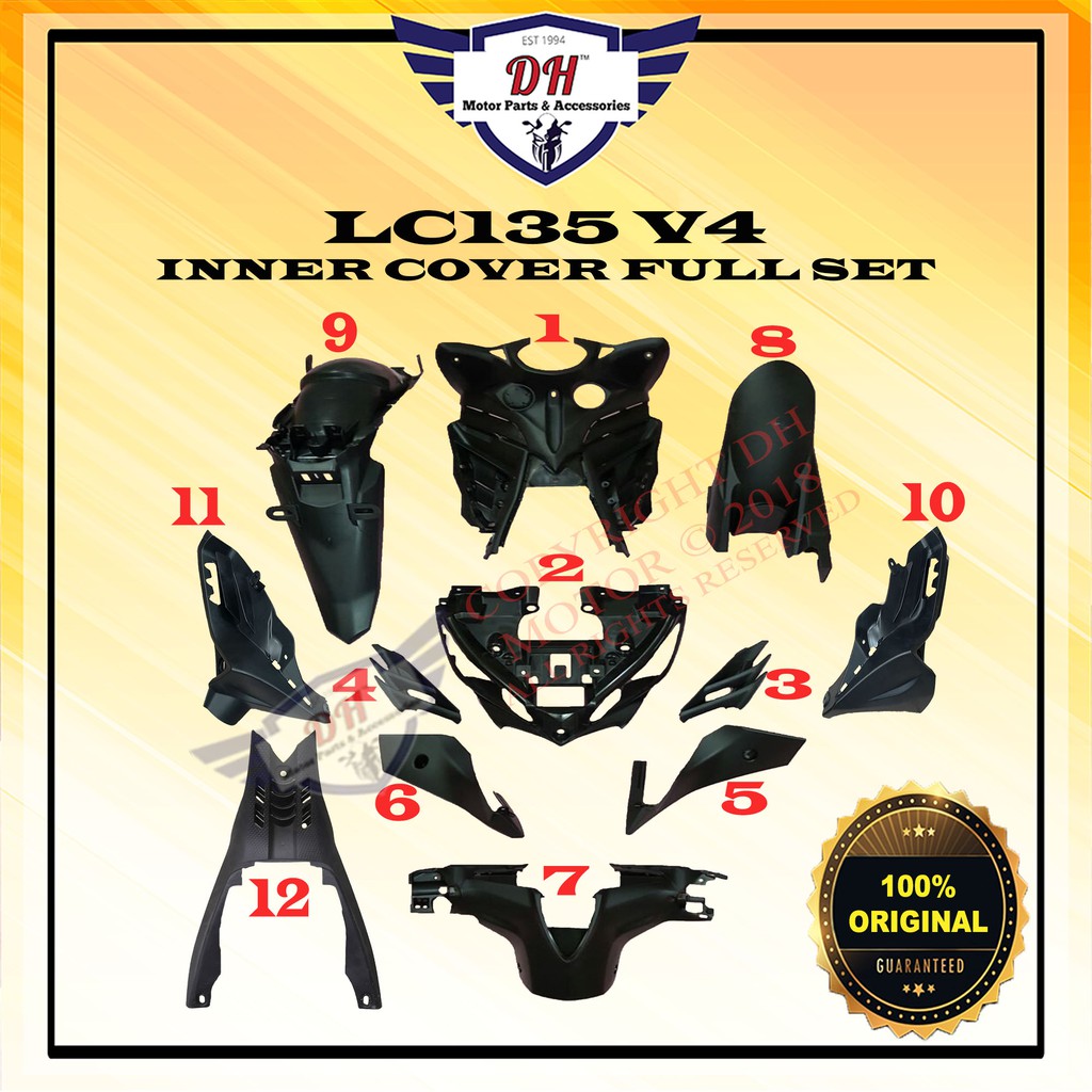 LC135 V4 (ORIGINAL) YAMAHA LC MATT BLACK INNER COVER FULL SET (1-12 ...