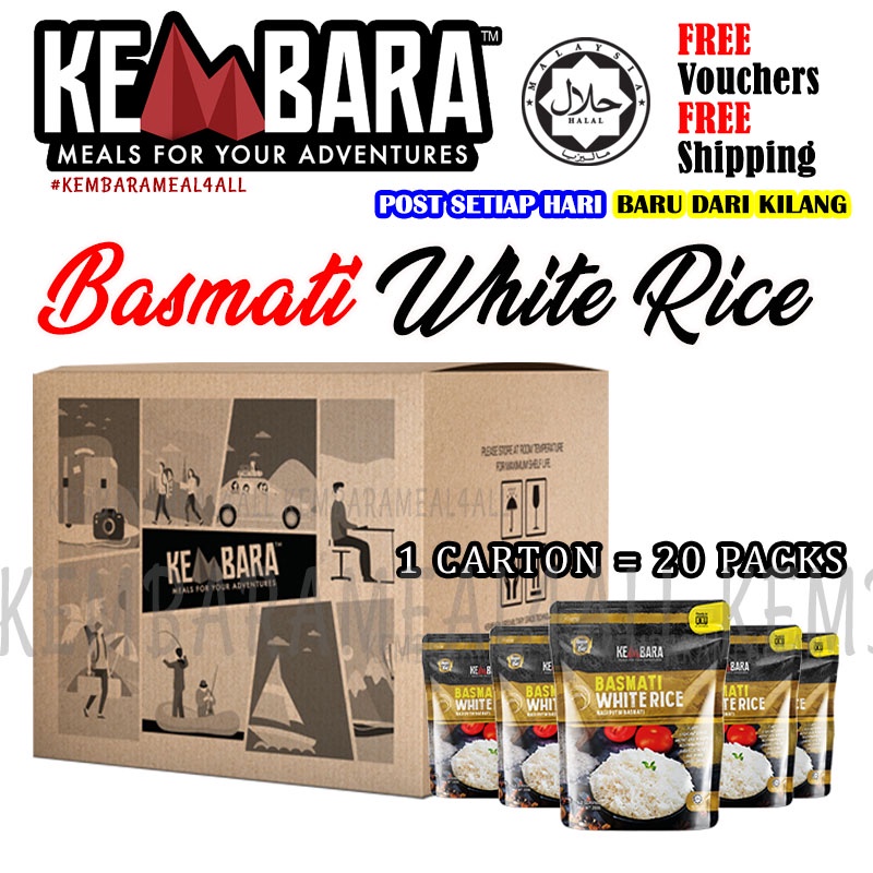 Kembara Meal (1 Ctn=20 Pack) Basmati White Rice (READY-TO-EAT) | Shopee ...
