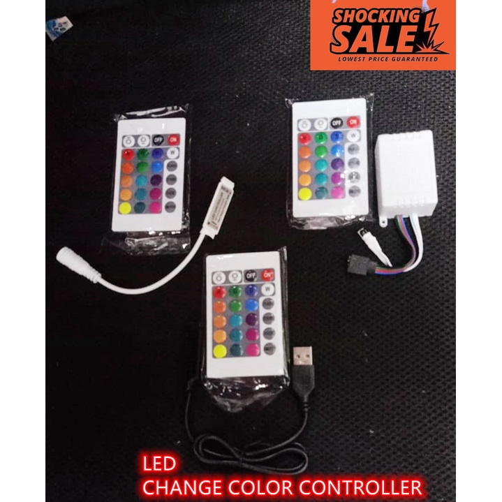 USB 5V / DC12V 4WIRE SOCKET RGB Flexible Light 24Key Remote Controller RGB LED Strip Light ...