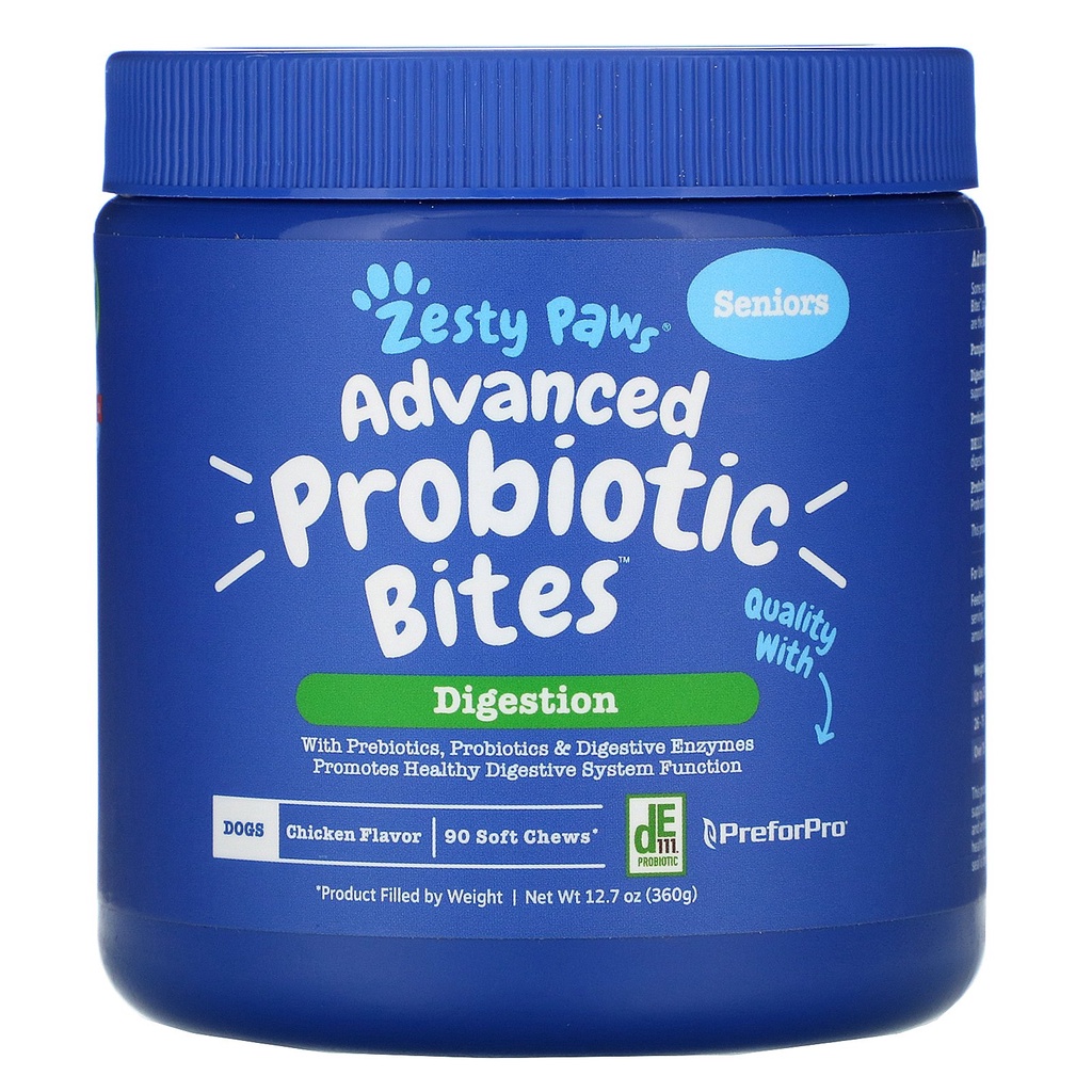 Zesty Paws Advanced Probiotic Bites for Dogs Digestion Seniors Chicken ...