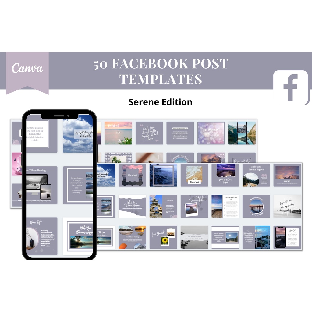 50 Facebook Post Templates editable in Canva - Serene Edition | Shopee ...