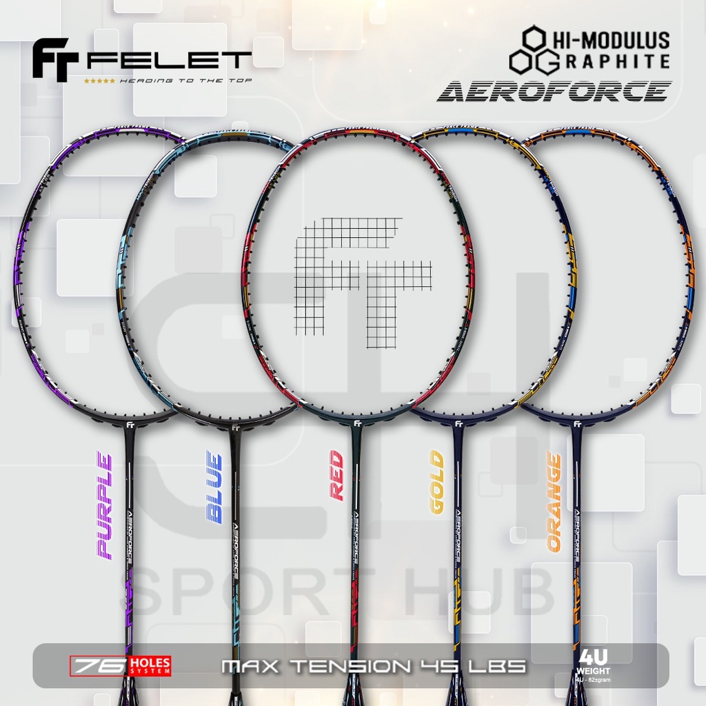 SportHub Felet Aero Force 4u 82gram Racket Badminton Racket Raket ...