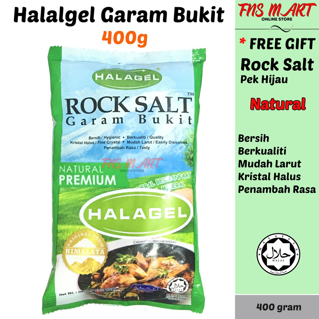 400g Halalgel Rock Salt Garam Bukit Pek Hijau Natural Original From ...