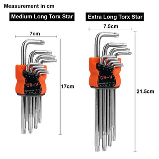 Torx Star Allen Key Set 9pcs Chrome-Vanadium Steel (Extra Long / Medium ...