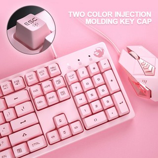 Pink Girl Cute backlit Gaming Keyboard and Silent Mouse Set Mechanical ...