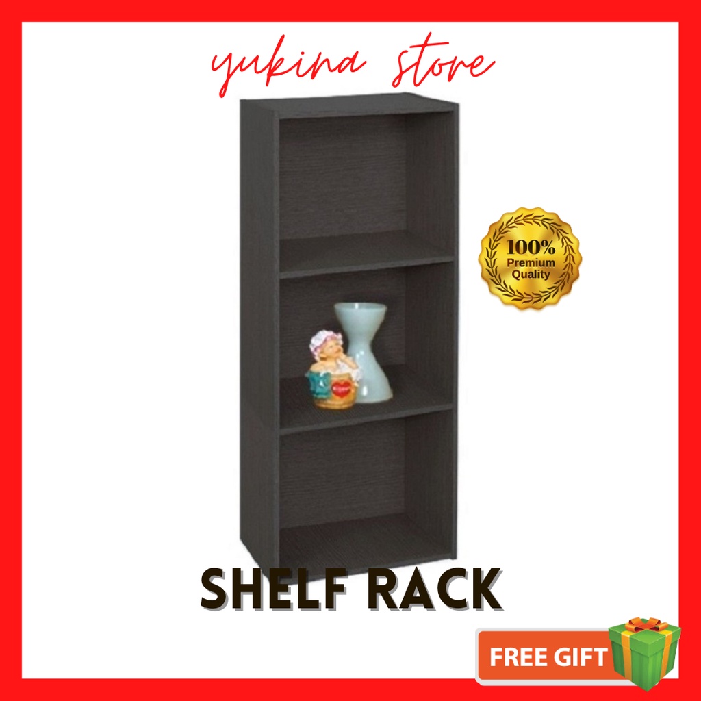 MULTIPURPOSE BOOK SHELF WOODEN RACK RAK KAYU BUKU 3 TIER COMPARTMENT ...