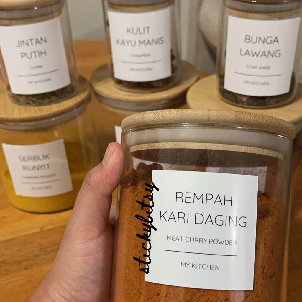 READY MADE Minimalist White Pantry Label | Label Sticker Kitchen Dapur ...