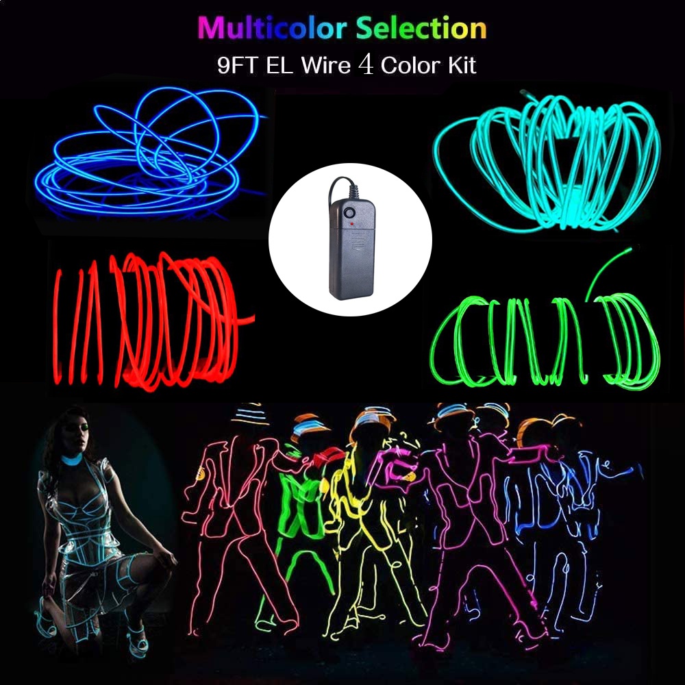 5m/16ft Flexible el neon Wire Rope Neon Glowing Strobing ...