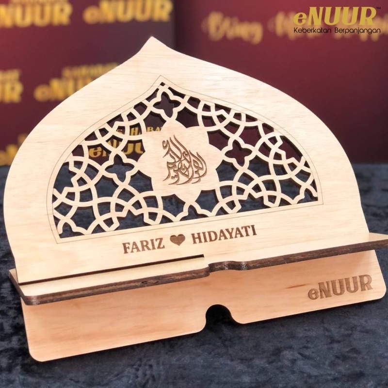 Rehal Al Quran Kayu Corak Kubah Masjid Cantik Kuat dan Kukuh Sesuai ...