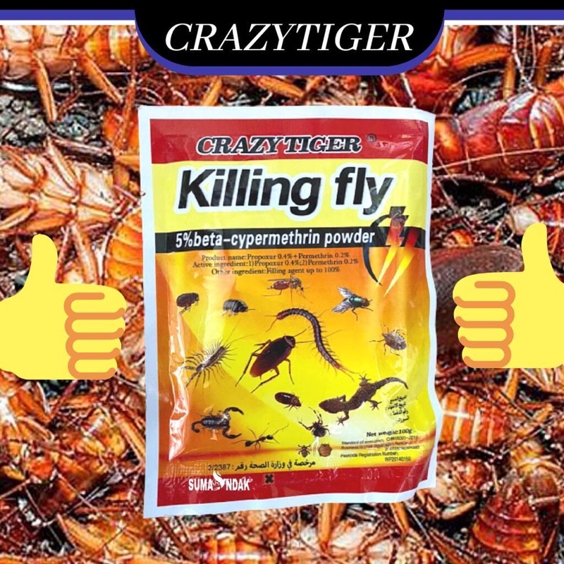 CRAZYTIGER KILLING FLY serbuk pembunuh serangga kecoa lalat pepijat lipas kutu cicak semut kutu ...