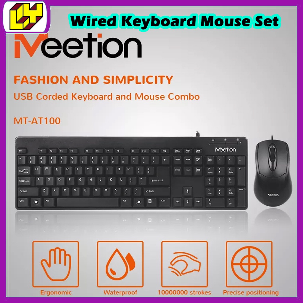 Meetion Keyboard + Mouse Combo Set At100 - Wired, Ergonomic Design with ...