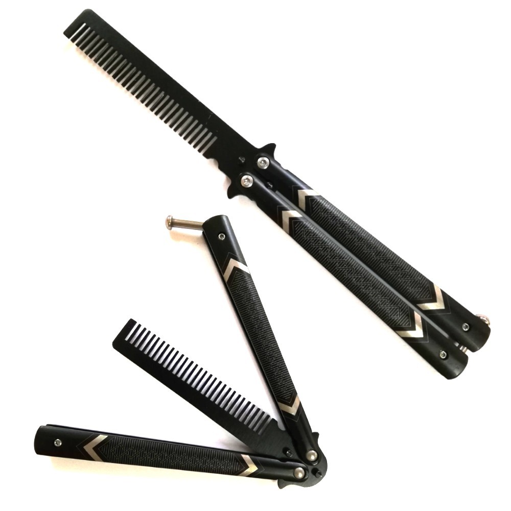 Butterfly Comb training Practice Stainless Steel Balisong Style SN ...