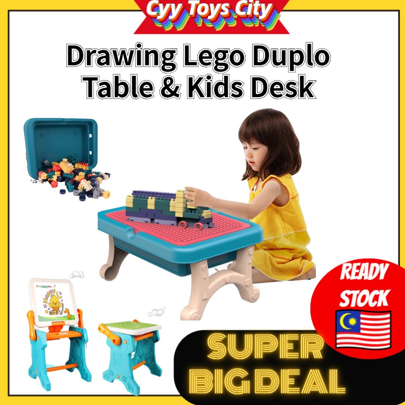 Multi-Function Kid Table Blocks Learning Playing Study Drawing Lego ...