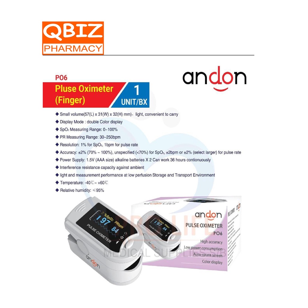 ANDON PULSE OXIMETER WITH MDA CERT AND 1 YEAR WARRANTY | Shopee Malaysia