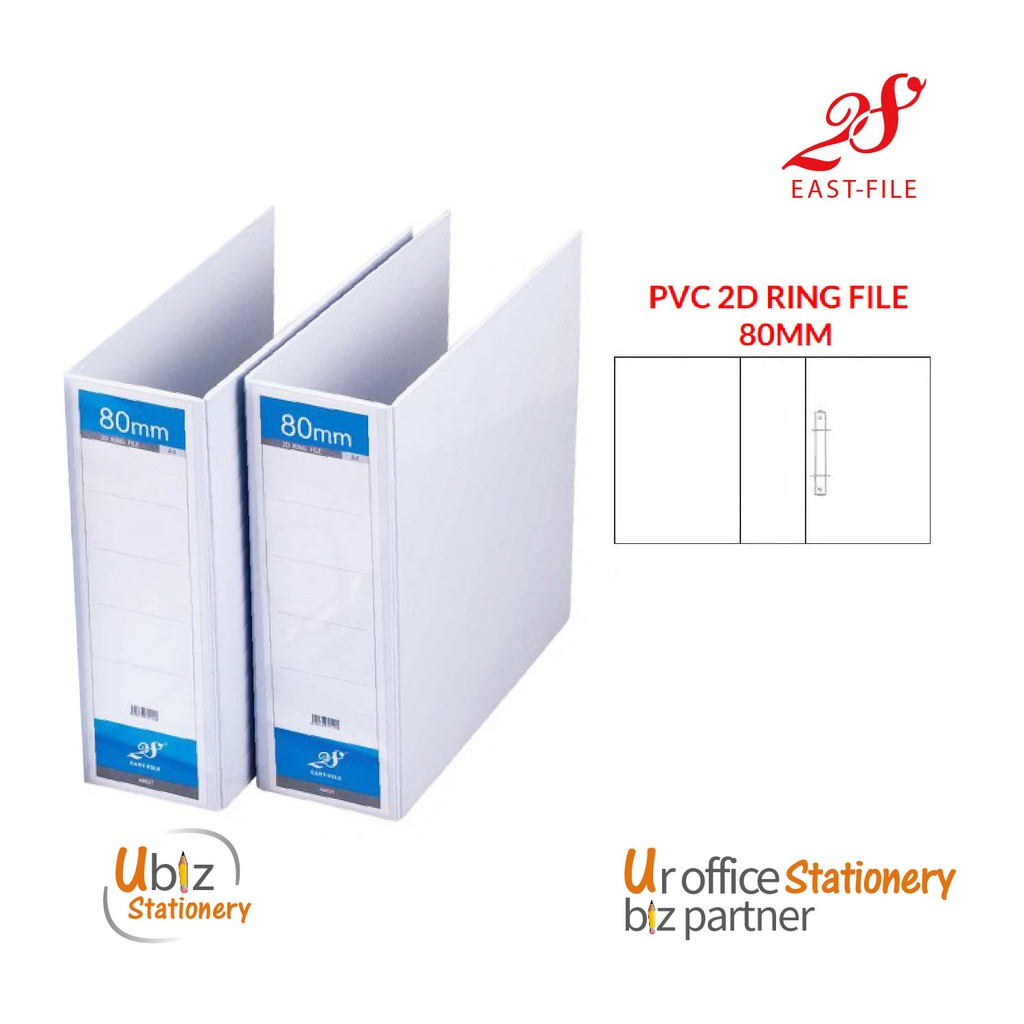 East-File PVC 2D Ring File 80mm A4 White | Shopee Malaysia