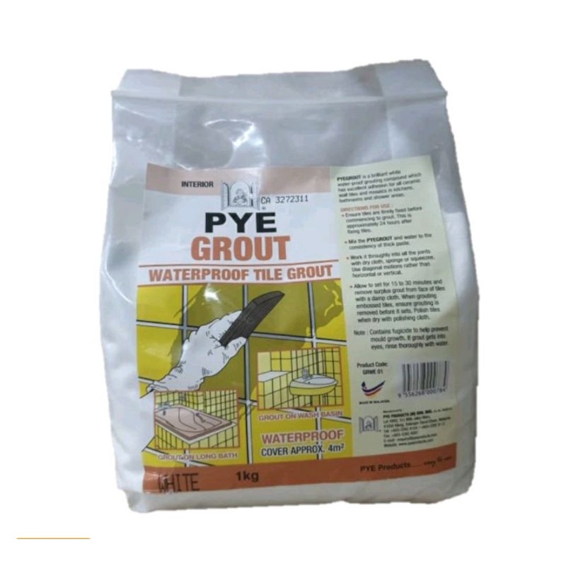 PYE Waterproof Tile Grout 1kg White / Jubin Cement | Shopee Malaysia