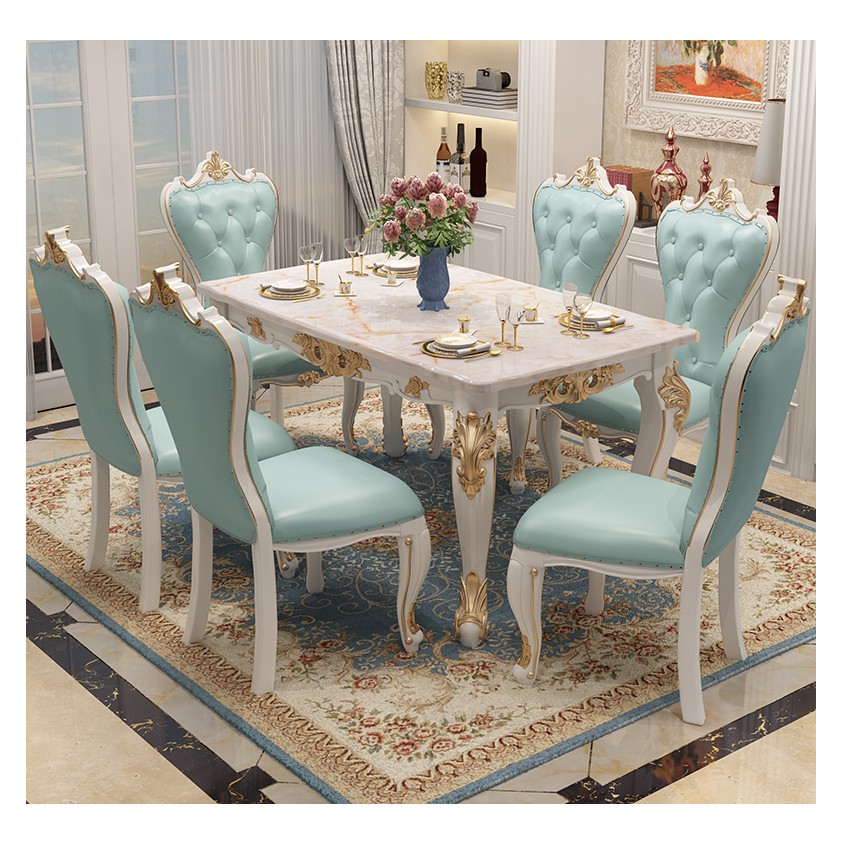 European Luxury Gold Marble Dining Table Chair Set Modern High Grade ...