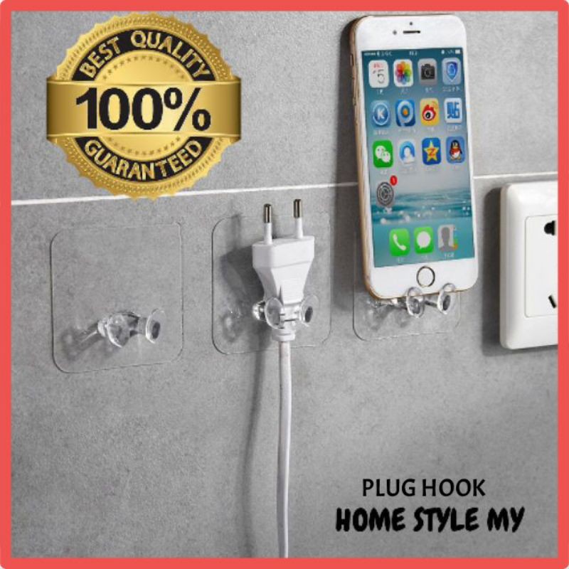 Power Plug Hook Wall Mount Adhesive Socket (Pelekat Soket Dinding) 1 ...