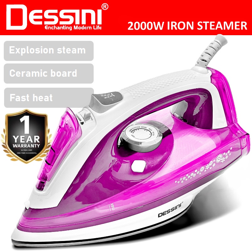 DESSINI ITALY 2000W Electric Ceramic Soleplate Garment Steam Iron ...