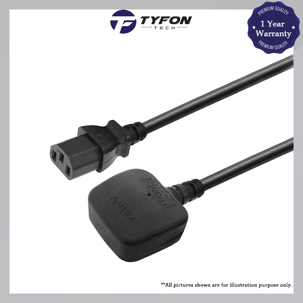 Volex 3 Pin UK to IEC C13 Desktop PC Power Cord Cable 1.8M (Refurbished ...